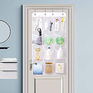 MISSLO Mesh Shower Organizer Hanging 15 Pockets Over the Door Bathroom Storage, Extra Large Capacity for Toiletry Accessories, White