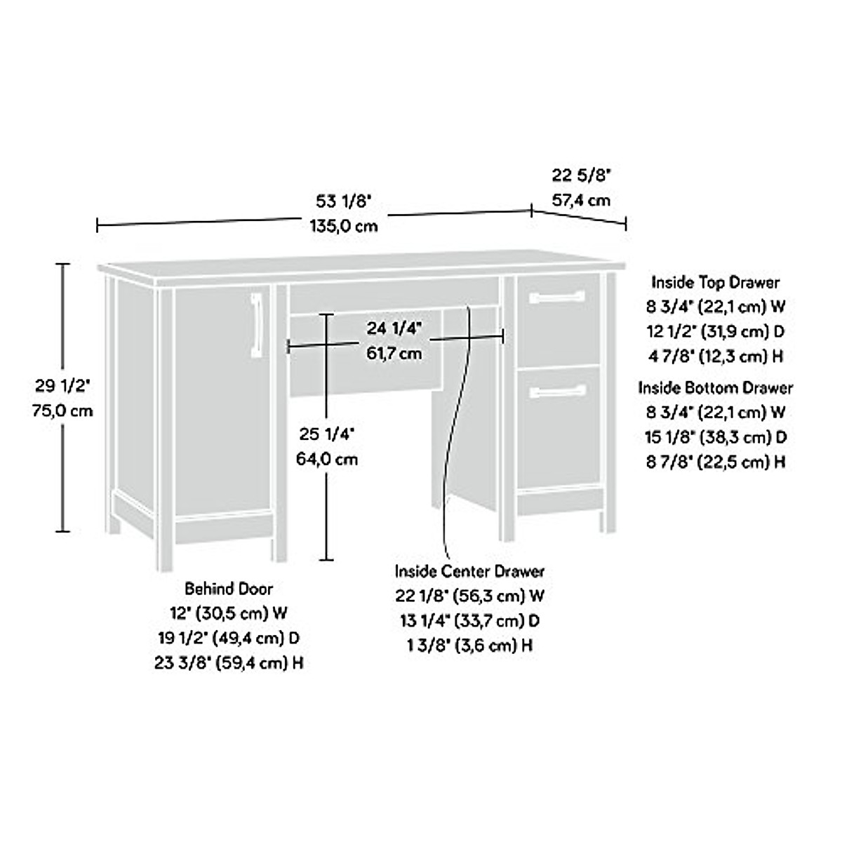 Sauder Cannery Bridge Computer Desk, Sindoori Mango finish