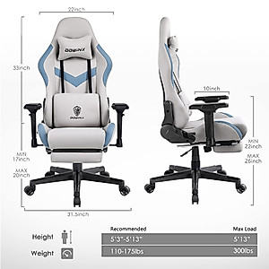 Dowinx Gaming/ Office Chair Breathable Fabric with Pocket Spring Cushion and 4D Armrests, High Back Ergonomic Computer Chair with Massage Lumbar Support Task Chair with Footrest Grey