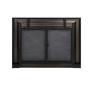 Pleasant Hearth Carlisle Fireplace Glass Door, Medium (CL-3001), Black