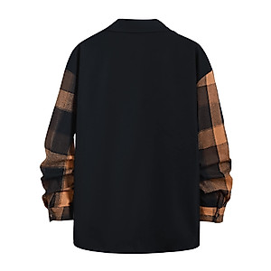 SOLY HUX Men's Plaid Long Sleeve Button Down Shirt Pocket Front Casual Shirts Black M