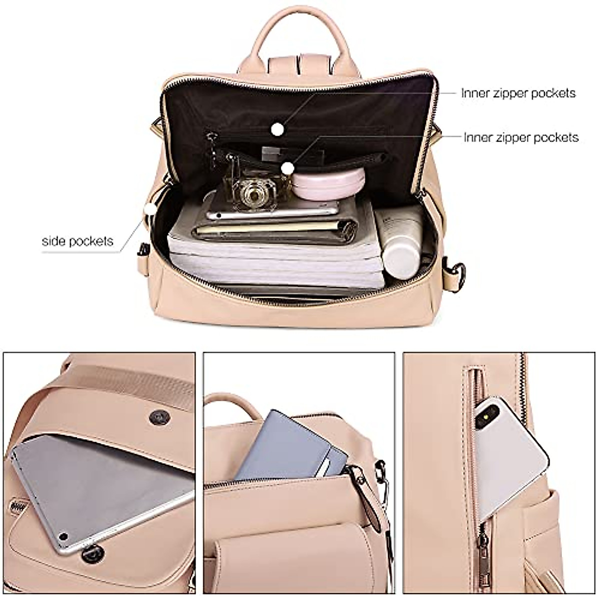 CLUCI Leather Backpack for Women Convertible Backpack Purse Travel Large Fashion Designer Ladies Purse