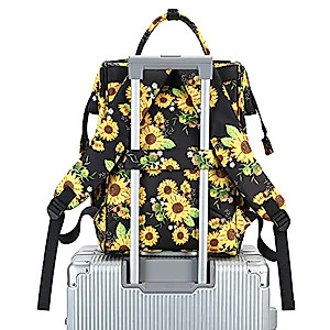 NOHCLIE Belt Laptop Backpack,15.6 inches College School Bags with USB Charging Port,Casual Daypack Bookbag for Women (Sunflower)