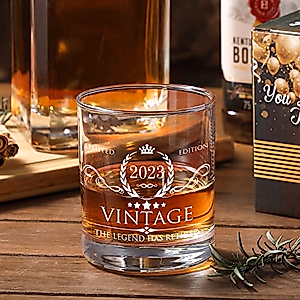 AOZITA Retirement Gifts for Men 2023 Whiskey Glass - The Legend Has Retired 2023 - Limited Edition Retirement Gifts Idea for Coworkers, Friends, Him/Her - Retirement Party Decorations Supply