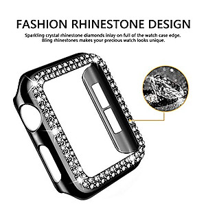 adepoy Compatible for Apple Watch Case 44mm Series 6/5/4 SE Bling Rhinestone Apple Watch Protective Case Bumper Frame Screen Protector Case Cover for iWatch Series 44mm Black