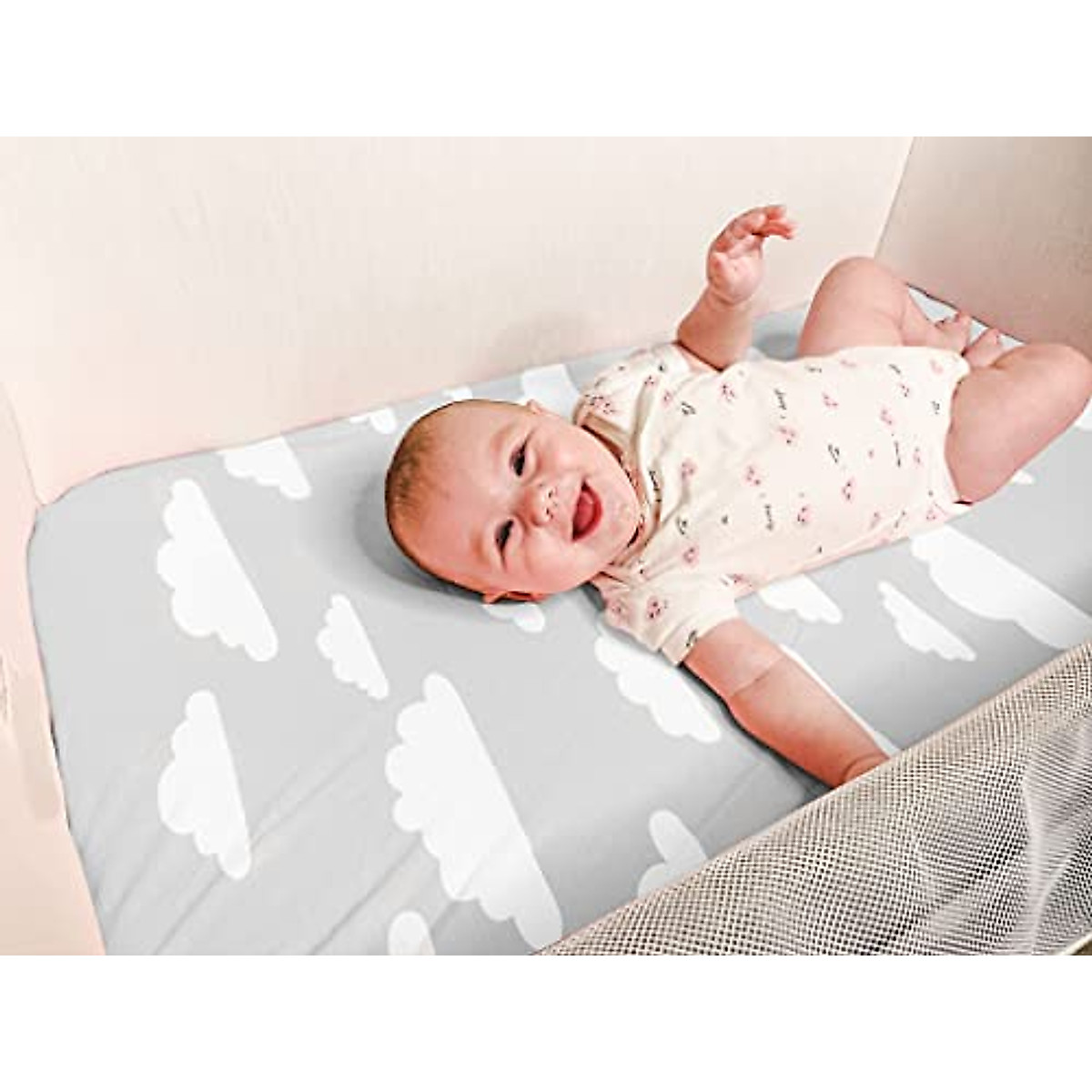 Bassinet Bed Sheets – Premium Bassinet Fitted Sheets 4 Pack – 100% Jersey Knit Cotton Cradle Sheets – Bassinet Bedding for Standard Size Oval or Halo Bassinet Pads – Bassinet Sheet for Boy & Girl