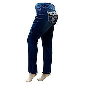 Jack David Womens Plus Size Bootcut/Straight/Skinny Leg Stretch Relaxed Fit Blue Denim Jeans Pants