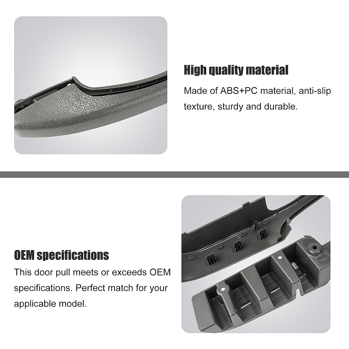 3mirrors Interior Door Pull Handle Front Driver & Passenger Side Armrest Handle Compatible with 2003-2019 Chevrolet Express or GMC Savana 1500 2500 3500 Van (Gray)