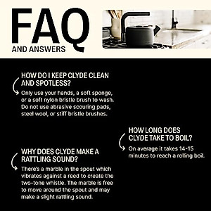 Fellow Clyde Stovetop Tea Kettle - Modern Twist on a Whistling Teapot, Stainless Steel Kettle, Matte Black, 1.7 Liter