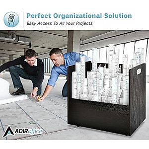 Adir Mobile Blueprint Roll File Holder - Mobile Roll File Organizer Cart for Home Office or School. 50 Slots Blueprint File Holder with Wheels for Maps, Plans, Posters