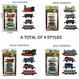 CORPER TOYS Mini Train Toy Die-Cast Pull Back Steam Train Model Set Assorted Styles for Kids Boys - 4 PACKS (16 pieces)