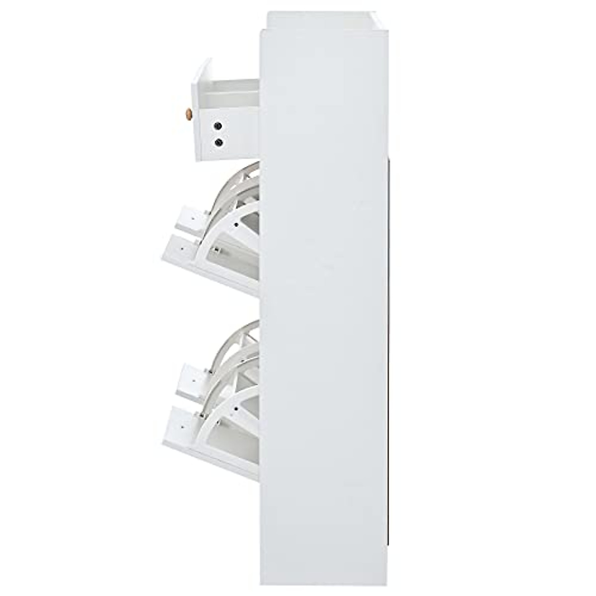 LUMISOL Shoe Cabinet with 4 Flip Drawers for Entryway, 2-Tier Shoe Storage Organizer with Drawers, Freestanding Shoe Rack Storage Organizer, White