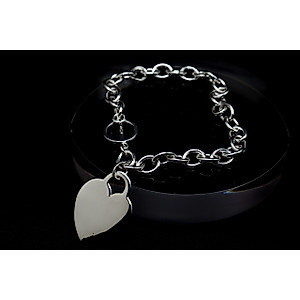 PORI JEWELERS .925 Sterling Silver Heart Charm Bracelet - For Women - Toggle Lock - 7.5"