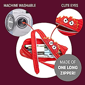 ZIPIT Monster Pencil Case for Kids | Pencil Pouch for School, College and Office | Pencil Bag for Boys & Girls (Red)