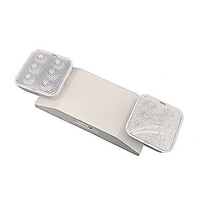AmazonCommercial LED Emergency Light, UL Certified, 6-Pack, Adjustable Two Heads, Wall Mount White with Battery Backup