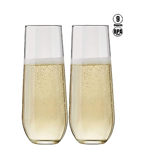 24 piece Stemless Unbreakable Crystal Clear Plastic Wine Glasses Set of 24 (9 Ounces)