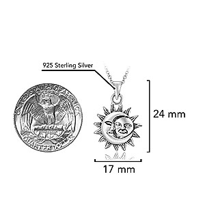 AeraVida Couple Love Celestial Sun And Moon 925 Sterling Silver Necklace