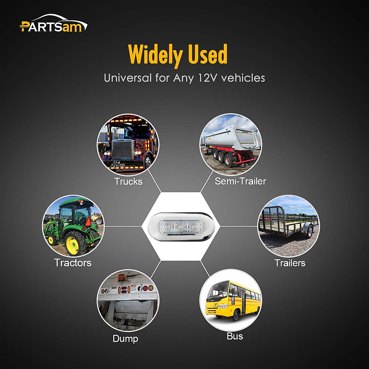 Partsam 4pcs 3" LED Oblong Stainless Courtesy Light Submersible Yacht Marine Boat Deck Lights, Walkways Step storage Led Interior Exterior courtesy Lights lighting, Suface Mount, 12V