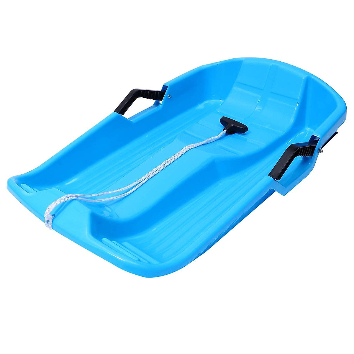 BESPORTBLE Snow Sled Plastic Toboggan with Pull Rope for Snow Sledding Ice Fishing Plastic Snow Sled for Kids and Adult (Blue)