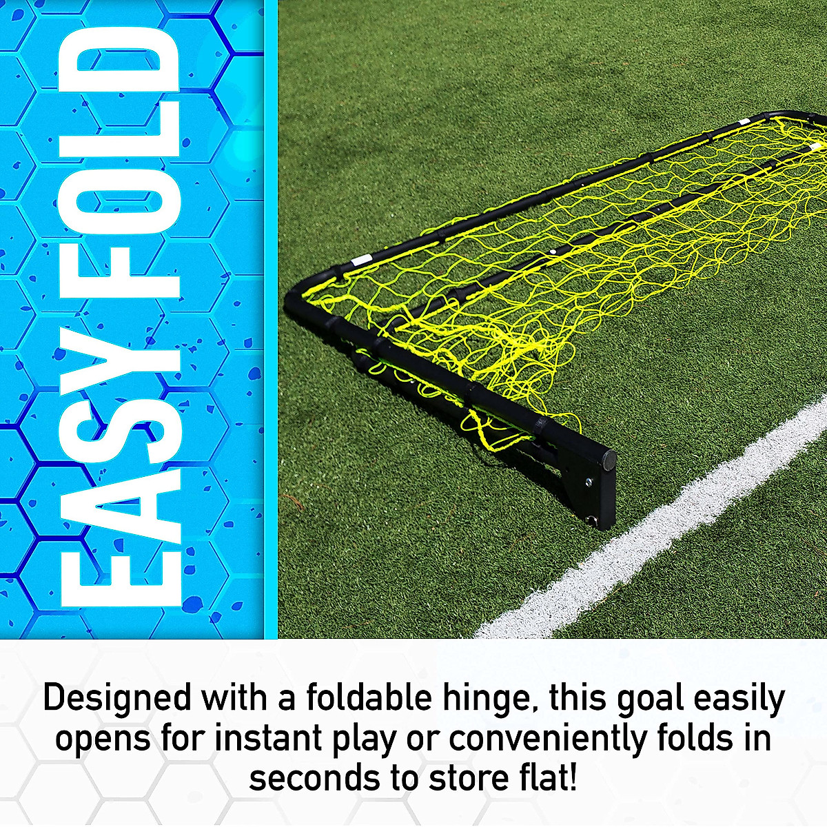 Franklin Sports Premier Steel- Folding Backyard Soccer Goal with All Weather Net - Kids Backyard Soccer Net - Easy Assembly - 6'x4' - Black