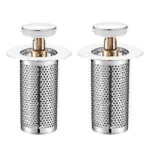 Generic 2Pcs Stainless Steel Floor Drain Filter, Bathtub Sink Strainer, Pop-up Sink Filter, Bathroom Sink Strainer for Kitchen, Bathtub, Sink Water Pipe and Floor Drain (Long)