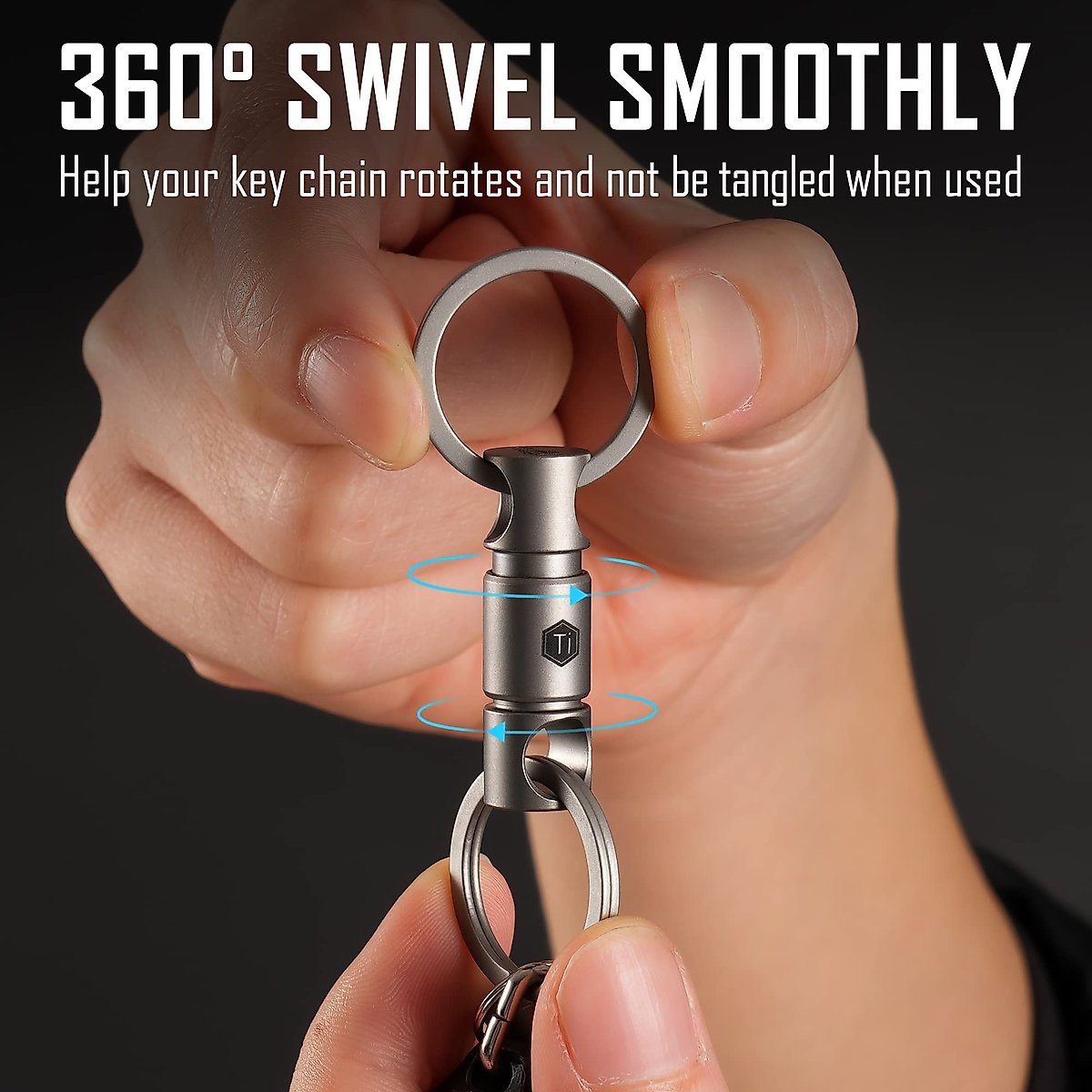 KeyUnity KA24 Detachable Key Ring Connector, Double-end Swivel Keychain Titanium Rotatable Key Organizer Linker for Carabine