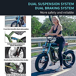 Freego Electric Dirt Bike for Adults, 1400W/48V/22.5Ah, 20x4.0 Fat Tires Ebike Off Road Electric Bicycles with Removable Battery, 34MPH & 45 Miles E-Bike 7-Speed UL Certified