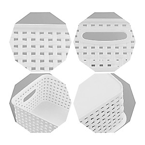 Neadas Plastic Weave Storage Basket, Plastic Shelf Basket Bin, 6 Packs