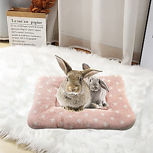 MANSHU Small Animal Plush Bed, Bunny Bed, for Bunny, Squirrel, Hedgehog, Pink and Gray 2Pcs.