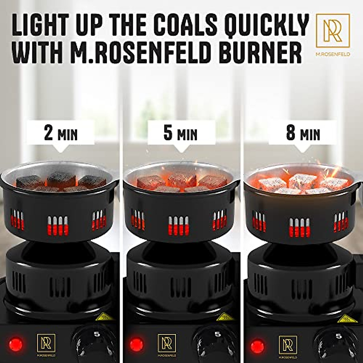 Multipurpose Electric Charcoal Starter - Electric Charcoal Burner ETL Approved Electric Stove - Coconut Charcoal Lighters with Tongs - 450W Hot Plate Electric with 304 Stainless Steel Coiled Burner