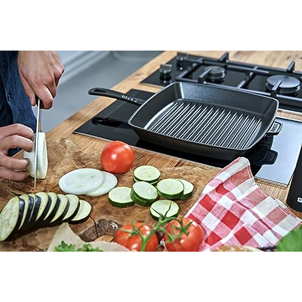 Staub Cast Iron 12-inch Square Grill Pan - Matte Black, Made in France