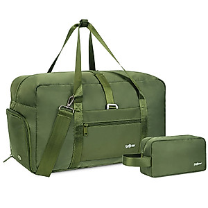 sportsnew Sports Gym Travel Duffel Bags Weekender Overnight Shoulder with Shoes Compartment and Wet Dry Storage Pockets with Adjustable Yoga Mat Holder Bags for Women Army Green