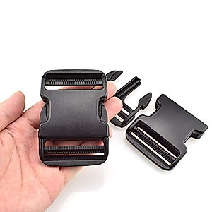 SGH Pro Extra Thick Military Grade Dual Adjustable Quick Side Release Buckles 2' Wide 4 Pack Clips Snaps No Sewing Heavy Duty Plastic Replacement for Nylon Strap Webbing Boat Cover Backpack Fanny Pack