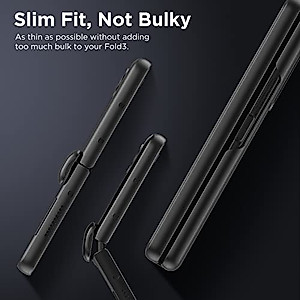 MAKAVO Slim Thin Z Fold 3 Case with Hinge Coverage, Screen Protector, Matte Hard Shockproof Full Body Protection Phone Cover for Samsung Galaxy Z Fold 3 5G (Black)