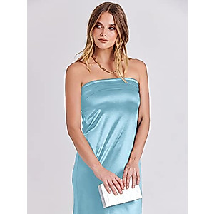 ANRABESS Women's Summer 2023 Satin Cocktail Party Maxi Dress Sexy Cutout Strapless Bodycon Corset Elegant Evening Gown Wedding Guest Fall Trending Club Maxi Dresses 941danlan-S Light Blue