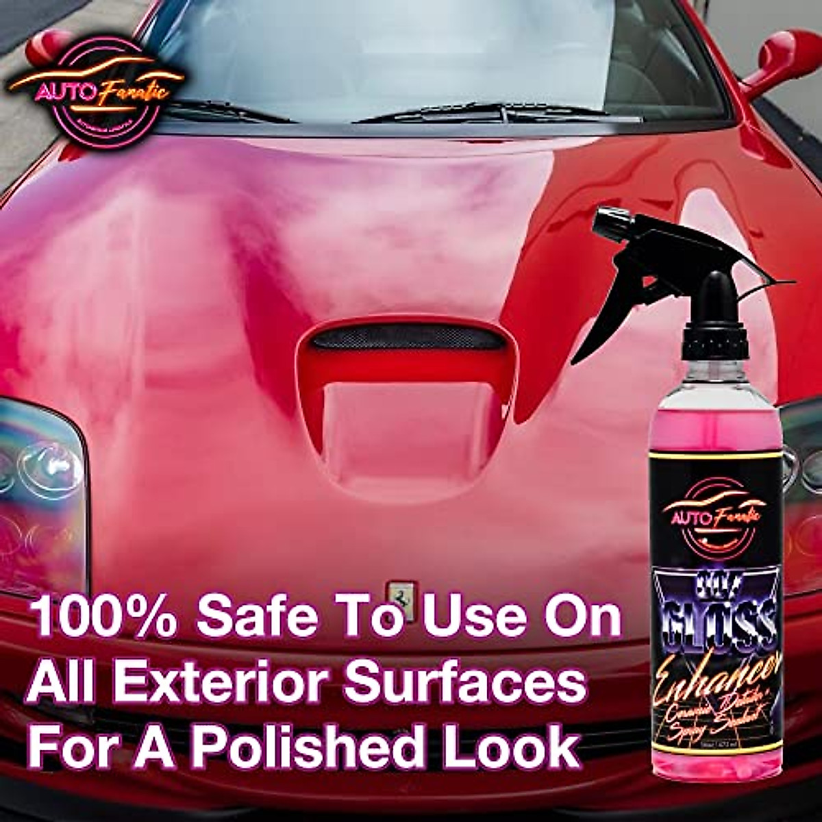 AUTO FANATIC 007 Car Gloss Enhancer Ceramic - Water Beading Hydrophobic Spray Infused with SiO2 For Maximum Gloss & Shine - Quick Detailer Spray For Ceramic Car Coating & Professional Car Detailing That Repels Dirt & Road Grime (16 oz Spray)