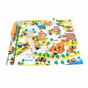 KidPlay 50pc Diecast Cars Urban City Construction Toys Play Set for Kids