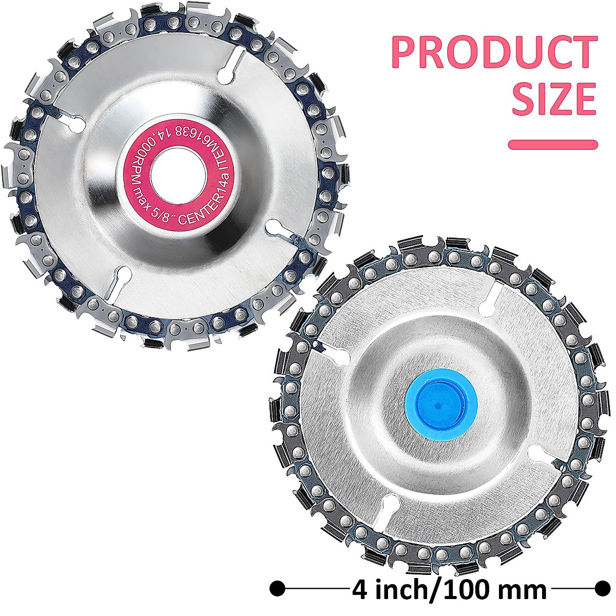 5 Pieces 5/8 Inch Chain Disc Saw Blades for Angle Grinders - 22 Teeth Wood Carving Discs and Grinding Attachment Wheels