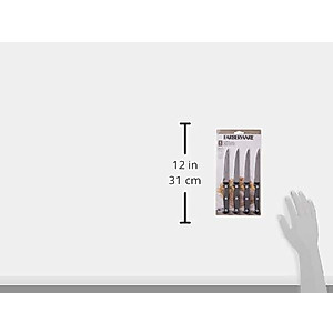 Farberware Stamped Triple Rivet High Carbon Stainless Steel Steak Knife Set, 4-Piece, Black