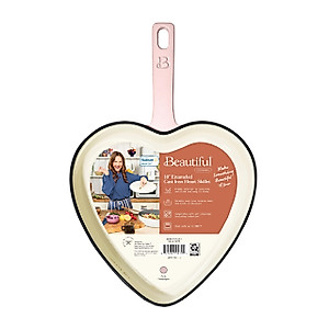 Gorgeous 10” Enameled Cast Iron Heart Skillet, Pink Champagne by Drew Barrymore