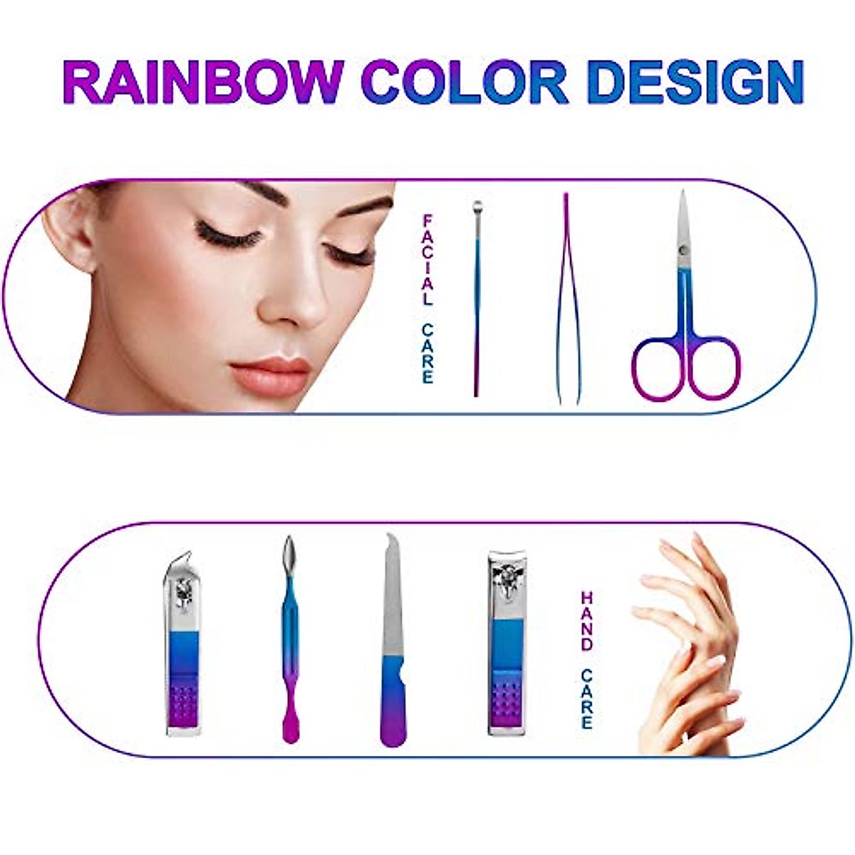CGBE Manicure Set Nail Clippers Pedicure Kit Men Women Grooming kit Manicure Professional Tools Gift 7Pcs with Luxurious Travel Case