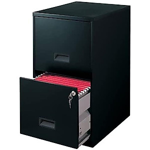 GATEQ File Cabinet, Size 18" Deep 2 Drawer Metal Steel Organizational File Cabinet with Lock, Black