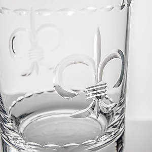 Rolf Glass Fleur De Lis Double Old Fashioned Glass 13 ounce - Whiskey Glass – Lead-Free Glass Tumbler - Etched Whiskey Tumbler Glasses – Proudly Made in the USA (Set of 4)