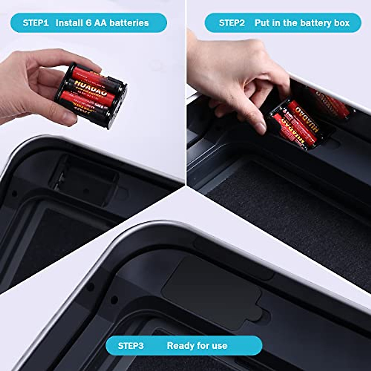 ELPHECO Stainless Steel Kitchen Trash Can 12 Gallon Brushed Stainless Steel Motion Sensor Trash Can Without Inner Bucket, Large Capacity Motion Kitchen Trash Can with Wooden Legs