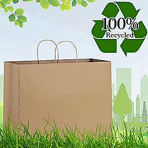 Eupako 16x6x12 Paper Bags, Brown Large Paper Bags with Handles Bulk, Kraft Grocery Bags, Paper Shopping Bags, Merchandise Bags, Retail Bags (Pack of 50)