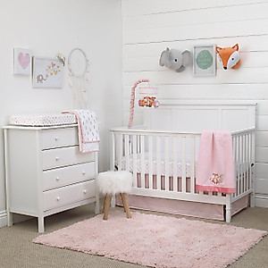 NoJo Aztec Mix & Match 100% Cotton Triangles Fitted Crib Sheet, Pink, Grey, White