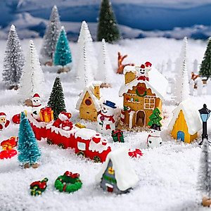 Hiboom 200 Pcs Christmas Miniature Ornaments Kit Resin Miniature Garden Dollhouse Ornaments DIY Kit Christmas Pendant Accessories Christmas Figurines Decorations for Snow Globe Winter Fairy Dollhouse