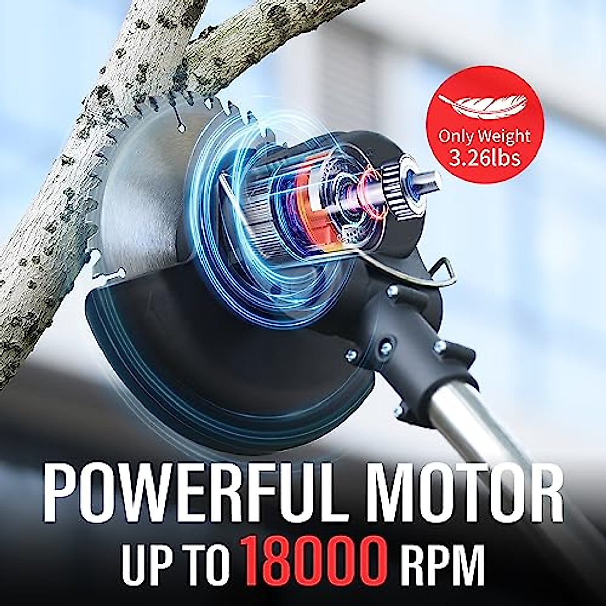 Octrace Electric Weed Wacker, Battery Powered Weed Eater with 1Pc 21V 2.0Ah Battery and Charger,Lightweight 3 in 1 Cordless Trimmer/Edger/Lawn for Garden,Yard（Black）