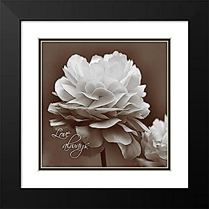 ArtDirect Sepia Blossoms II 15x15 Black Modern Wood Framed with Double Matting Museum Art Print by Romita, Denise