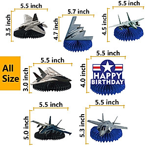 Aircraft Happy Birthday Honeycomb Centerpieces Airplane Aviation Fighter Theme Decor for Boys Men 1st Birthday Party Baby Shower Fighter Jet Party Supplies Favors Decorations Photo Booth Props Gift